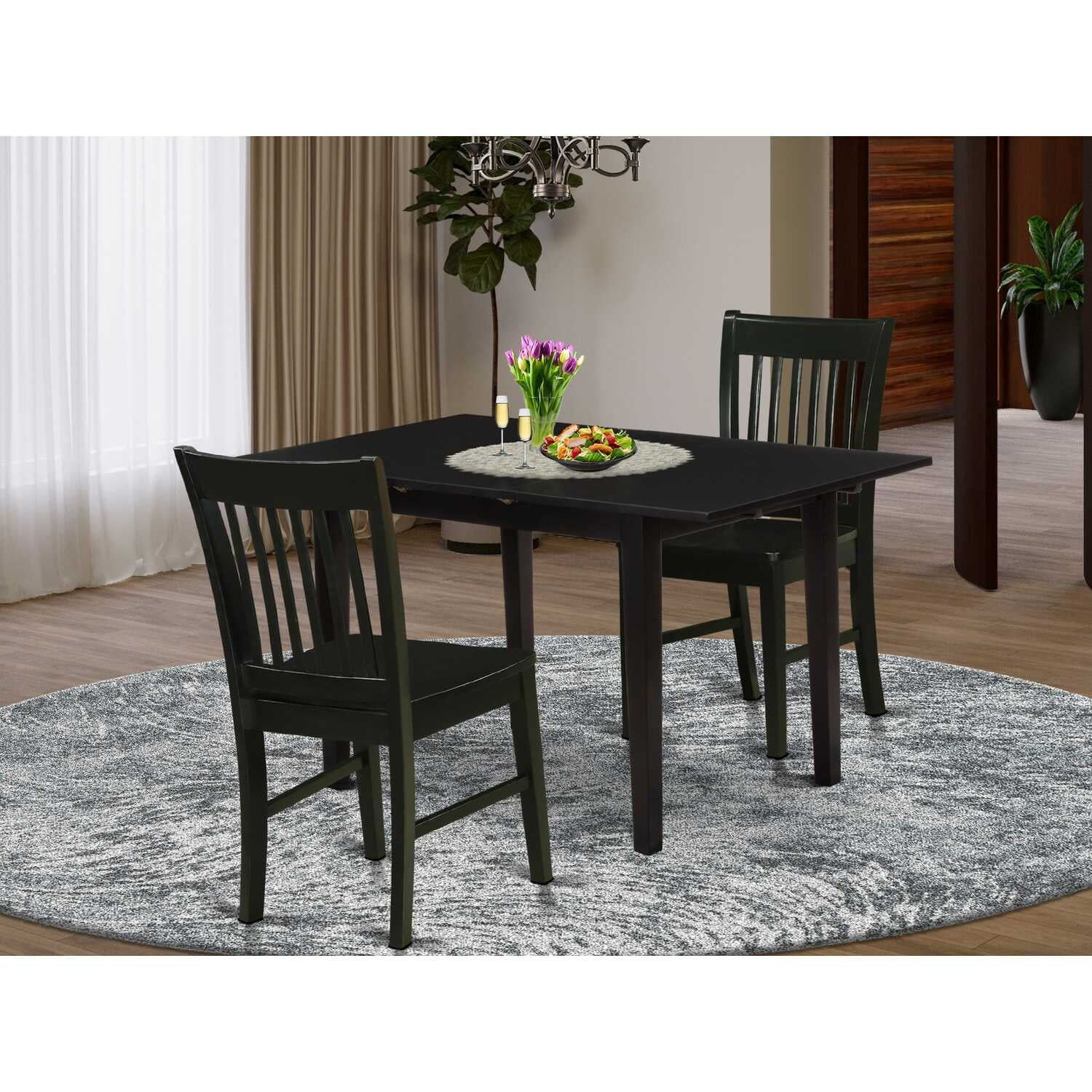 East West Furniture Dining Table- Dining Chairs, NOFK3-BLK-W - Walmart.com