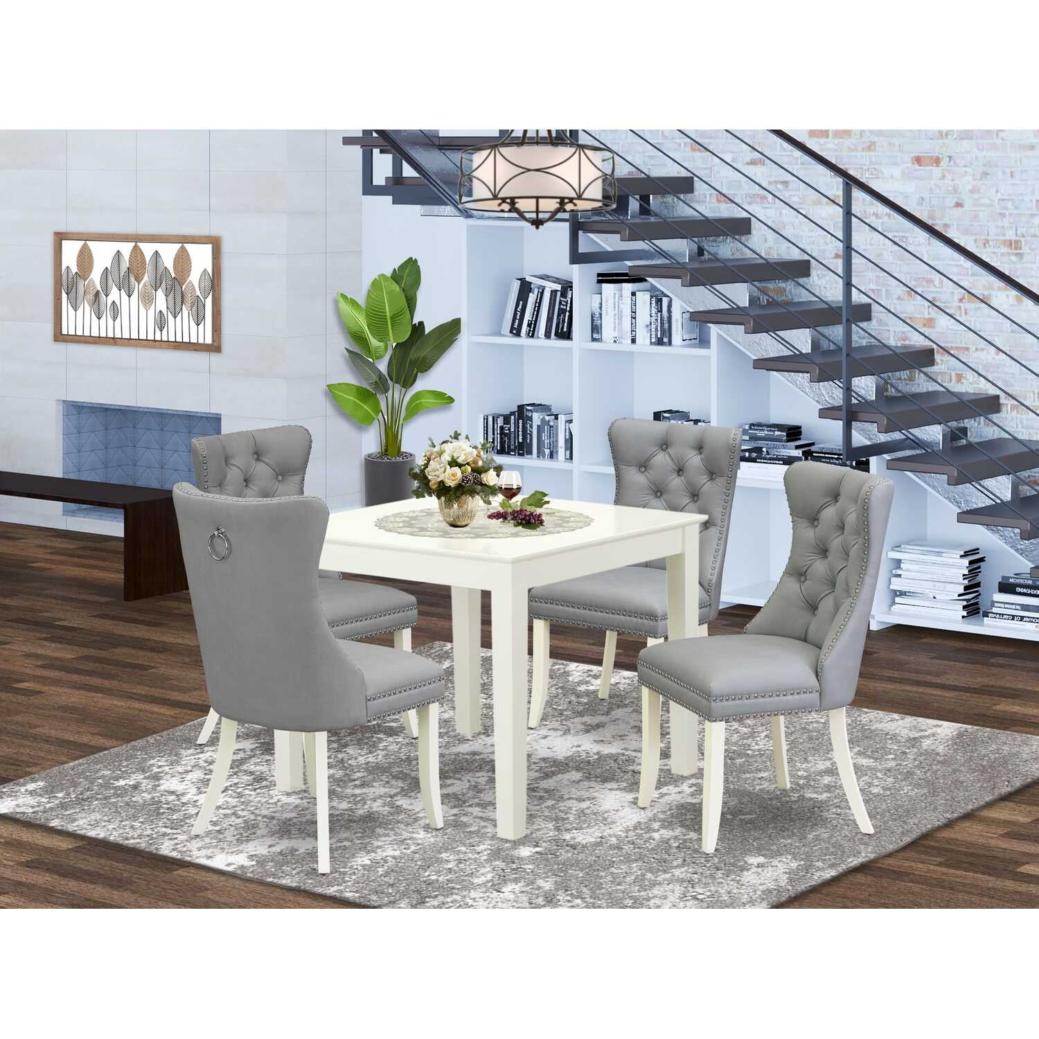 East West Furniture OXDA5-LWH-27 5 Piece Dining Table Set Includes a ...