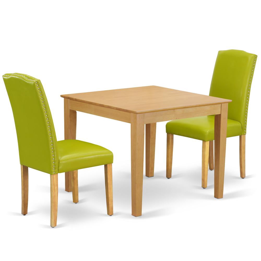 OXEN3-OAK-51 3Pc Square 36 Inch Table And A Pair Of Parson Chair With ...