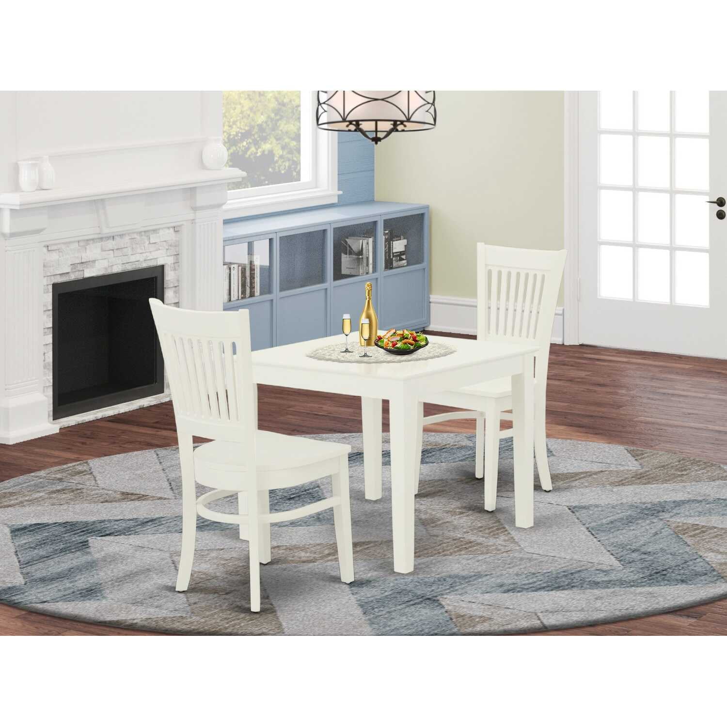 East West Furniture Oxford 3-piece Dining Set with Slatted Back in ...