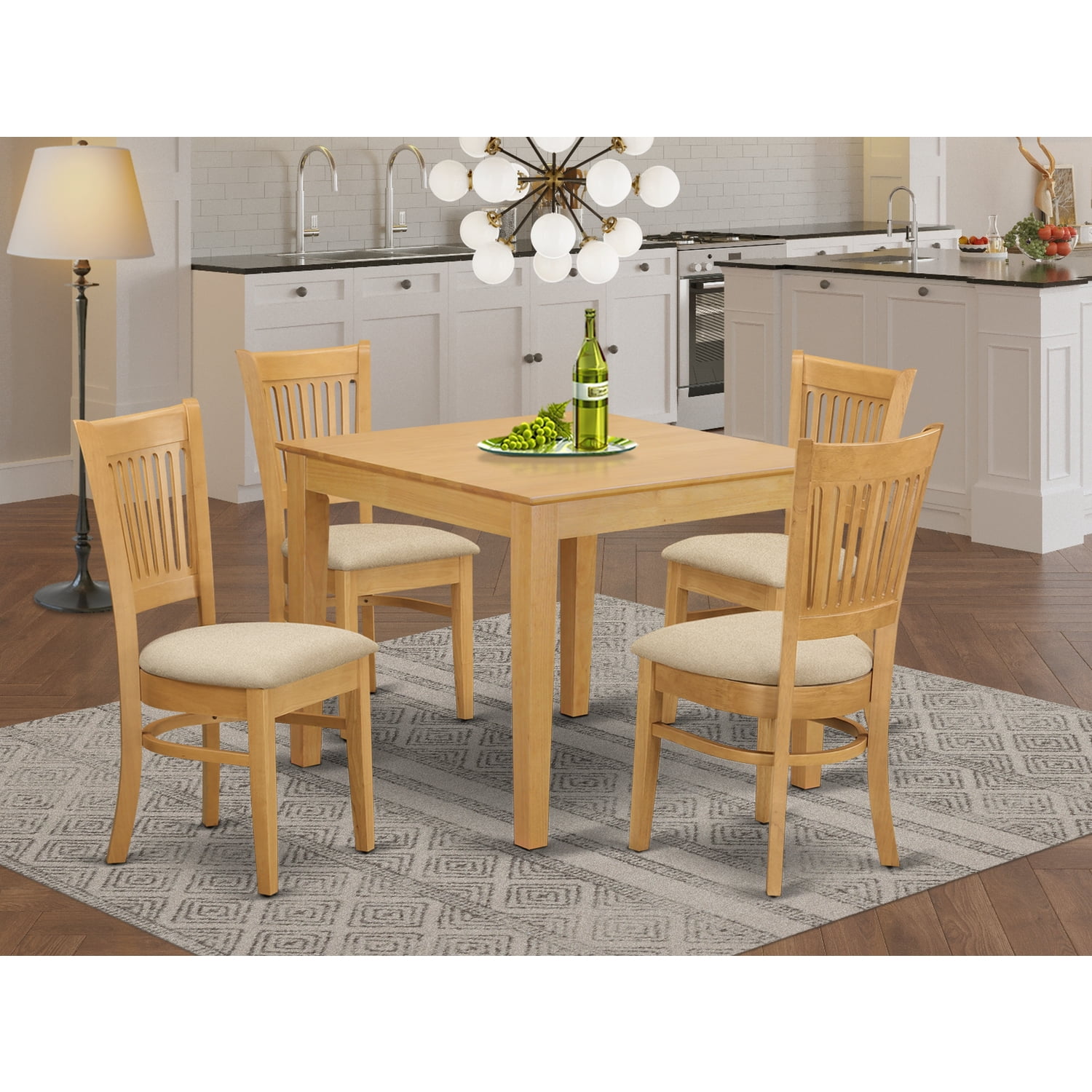 East West Furniture Oxford 4 Dining Wood Chairs & Kitchen Table Set ...