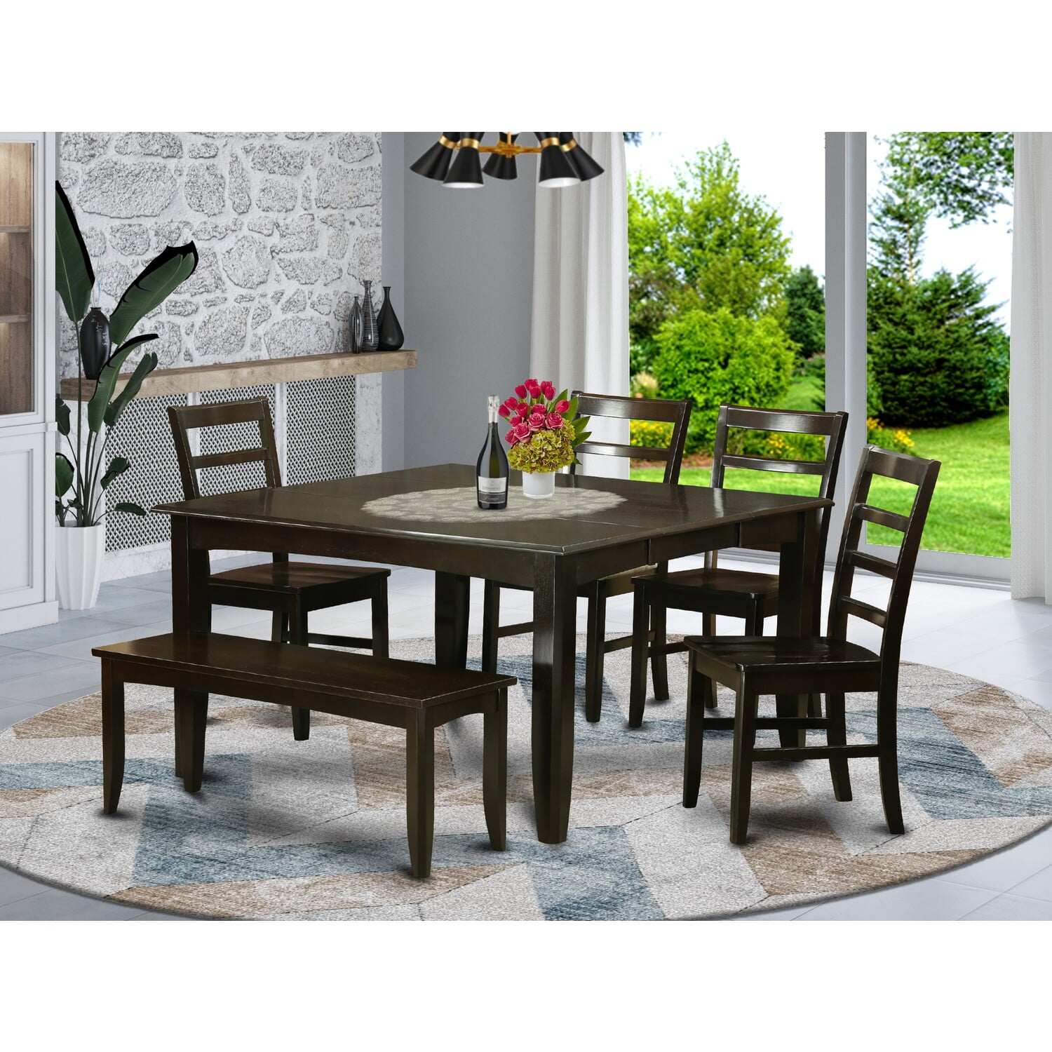 East West Furniture Table Set Contains a Table with Butterfly Leaf and ...