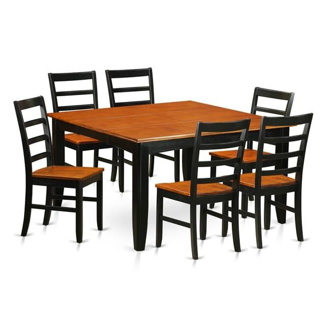 East West Furniture PARF7-BCH-W Wood Seat Kitchen Table Set - Dining ...