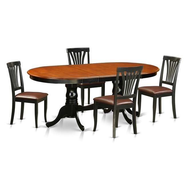 East West Furniture PLAV5-BCH-LC Faux Leather Dining Room Set - Table ...