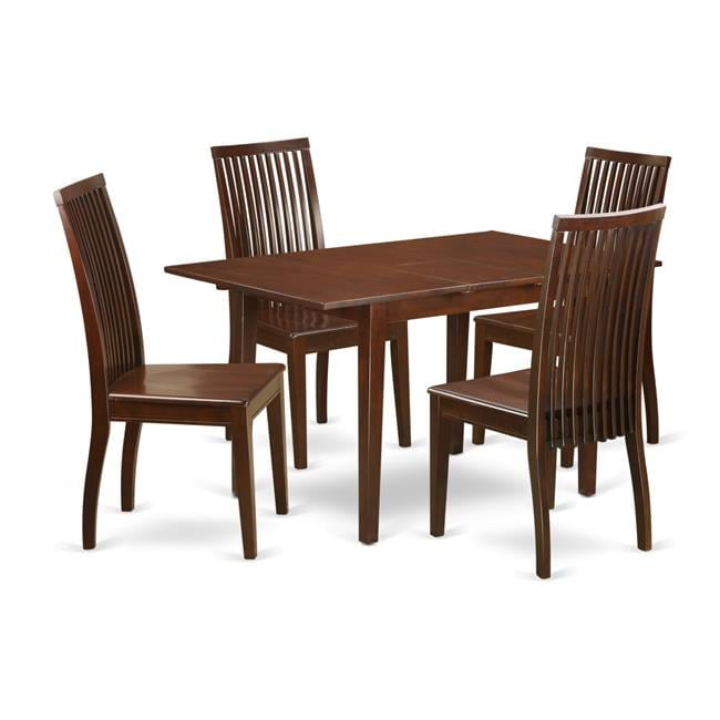 East West Furniture PSIP5-MAH-W 12 in. 5 Piece Rectangular Dining Table ...