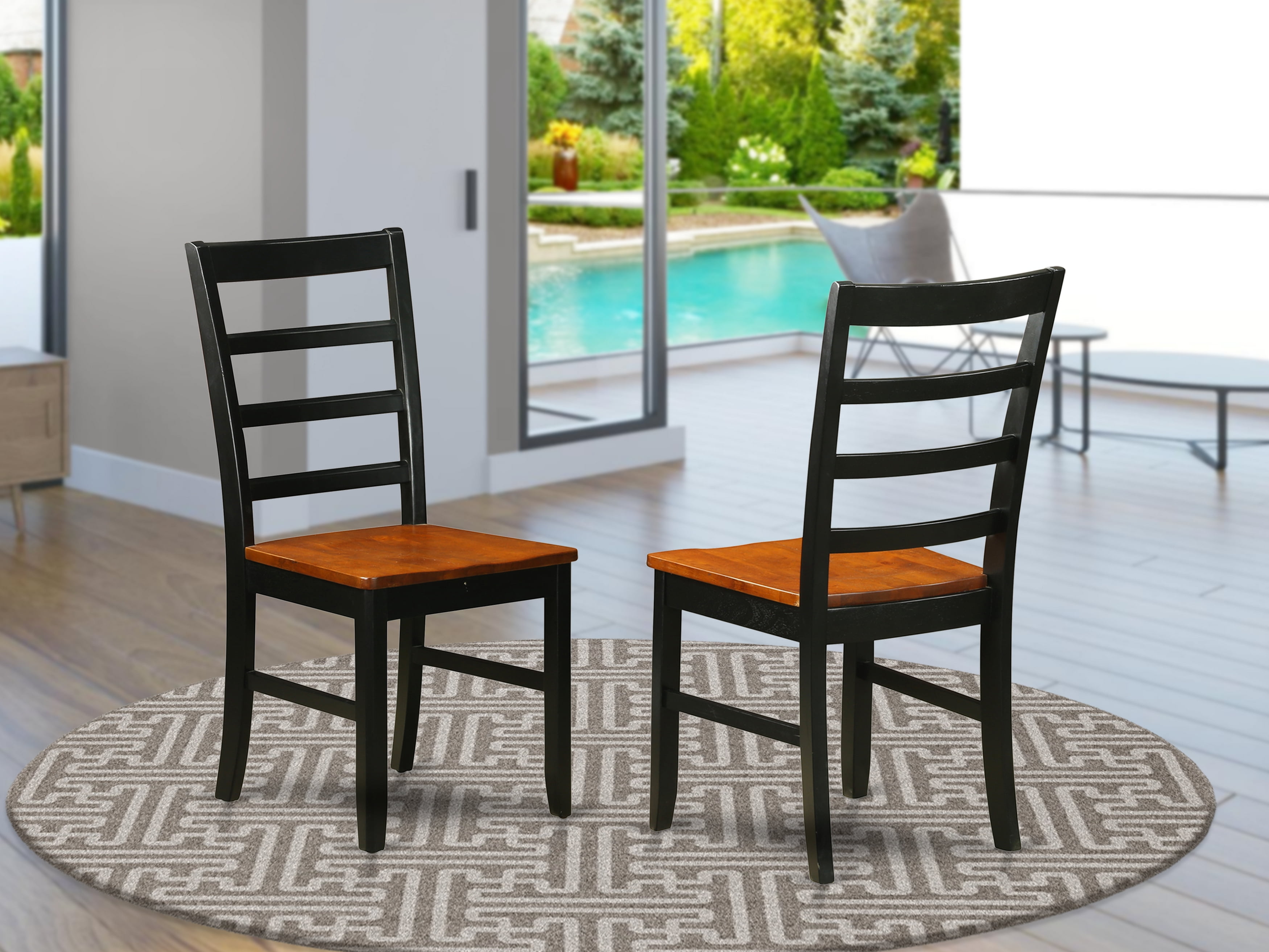 East West Furniture Solid Cherry Wooden Parfait 11" Dining Chairs in ...