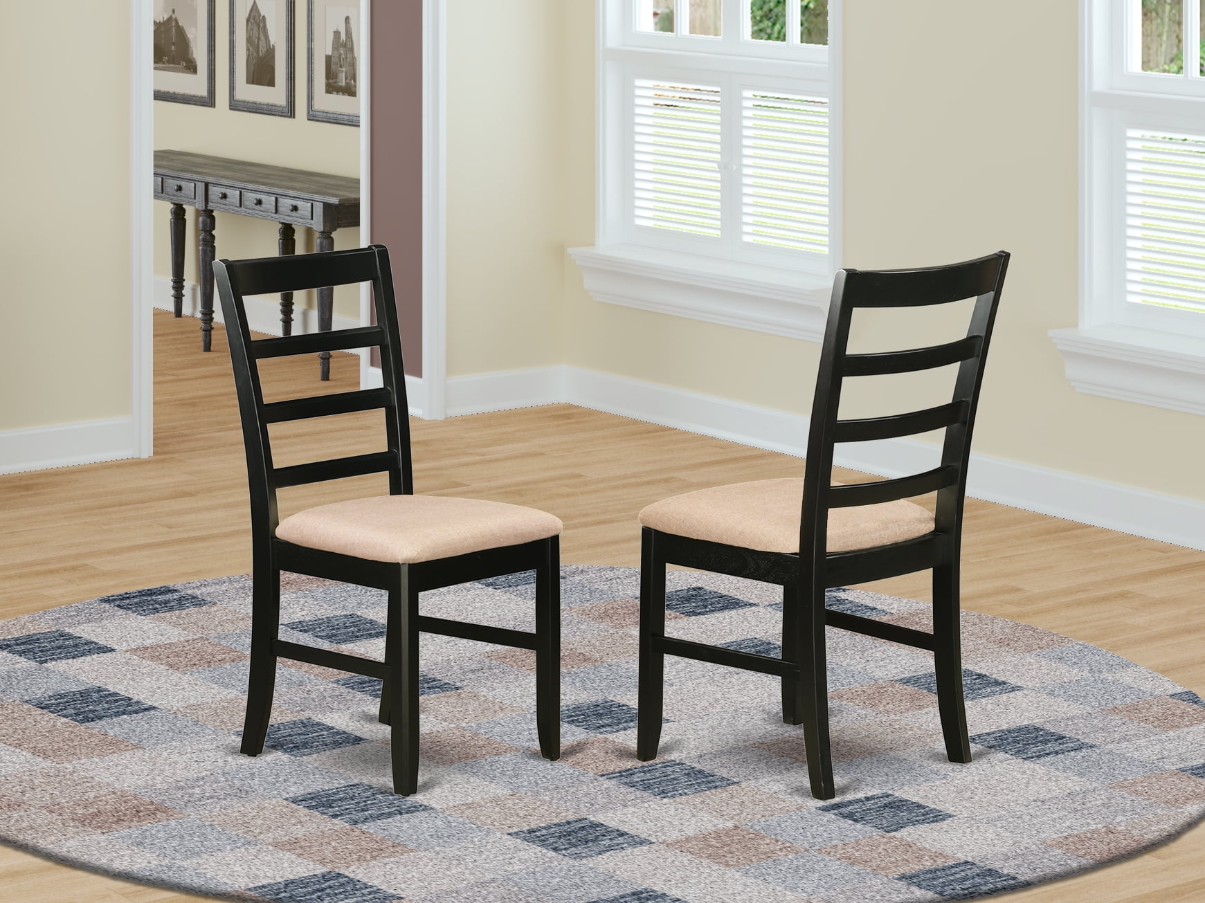 East West Furniture Parfait 38" Fabric Dining Chairs in Black (Set of 2 ...