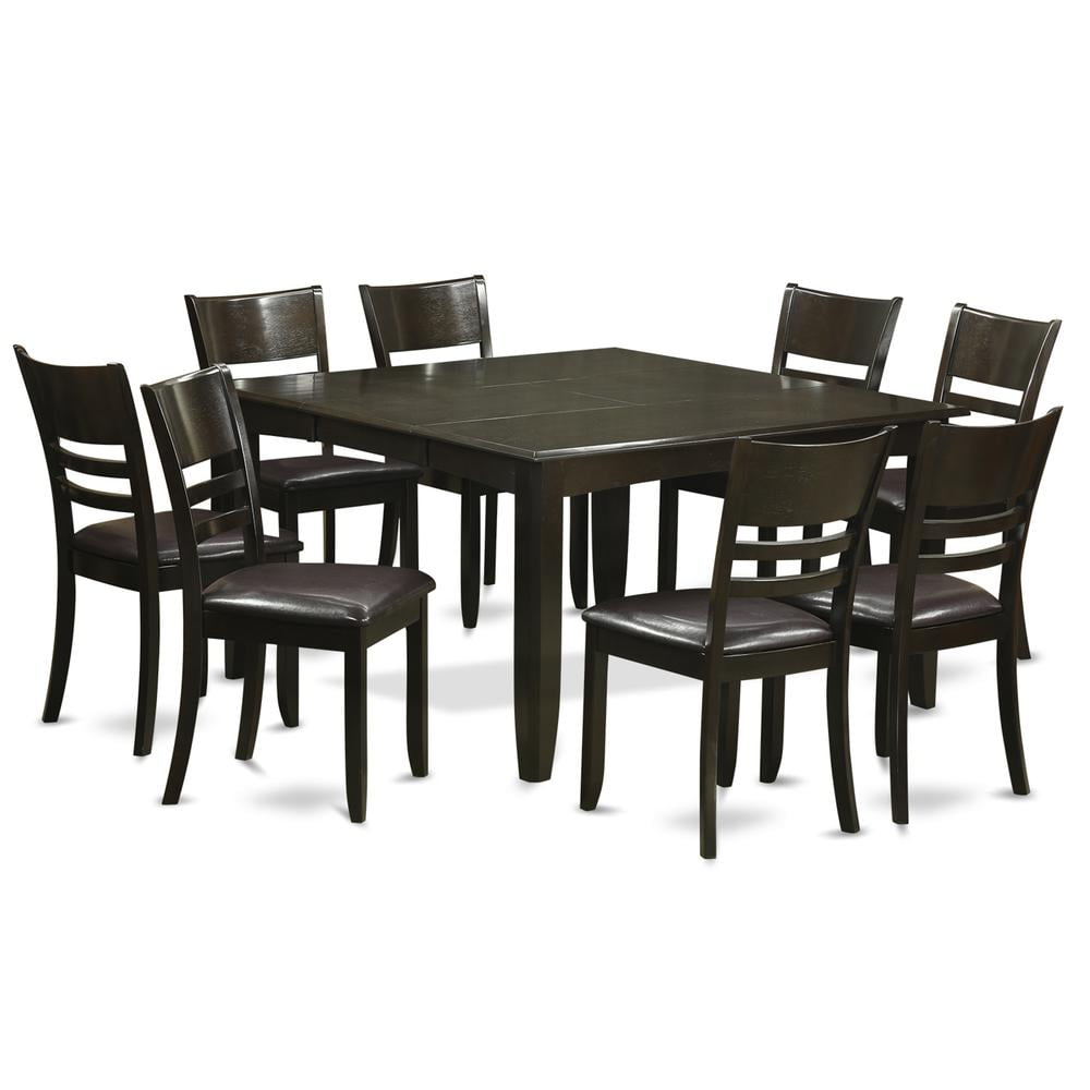 East West Furniture 9-Piece Parfait Dining Set with Leather Chairs and ...