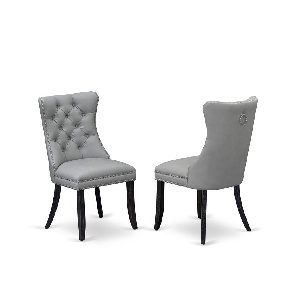 East West Furniture Parson Dining Chairs - Light Gray faux leather ...