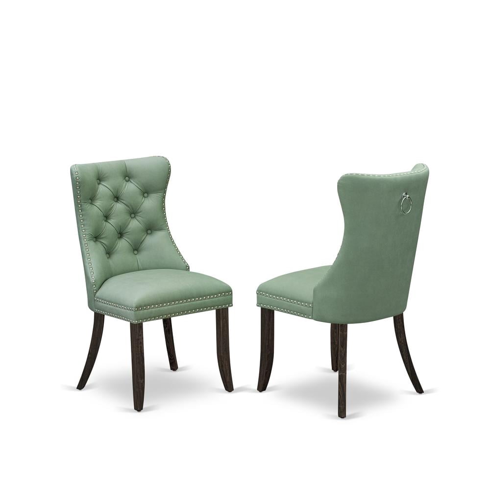 East West Furniture Parsons Dining Chairs - Willow Green faux leather ...