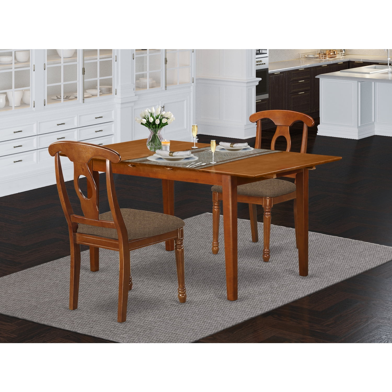 East West Furniture Picasso 3-piece Dining Set with Fabric Seat in ...