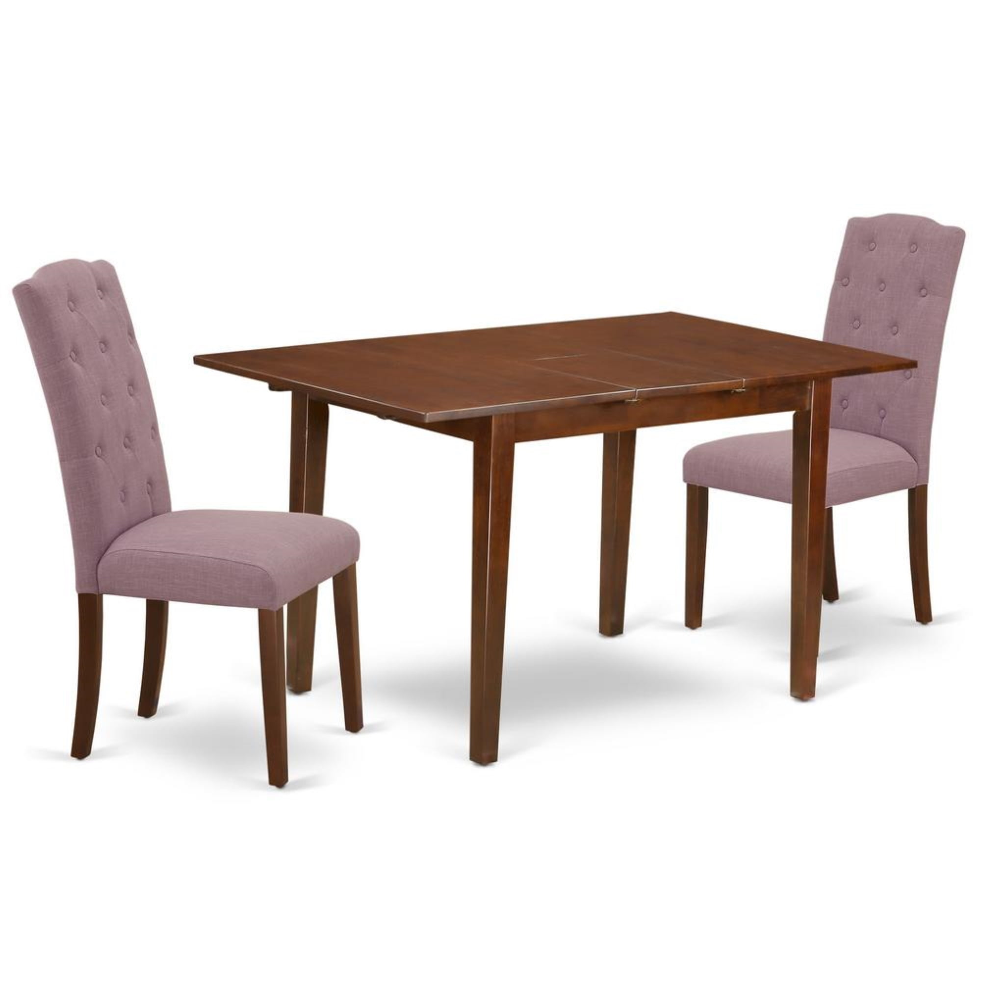 East West Furniture Picasso 3-piece Wood Dining Set in Mahogany/Dahlia ...