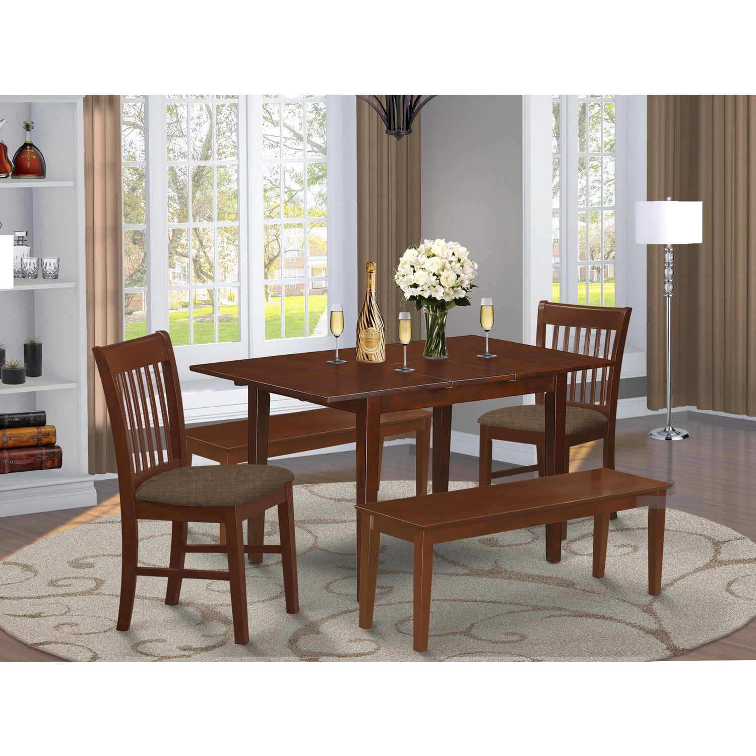 East West Furniture Picasso 5-piece Wood Dining Table and Chairs in ...