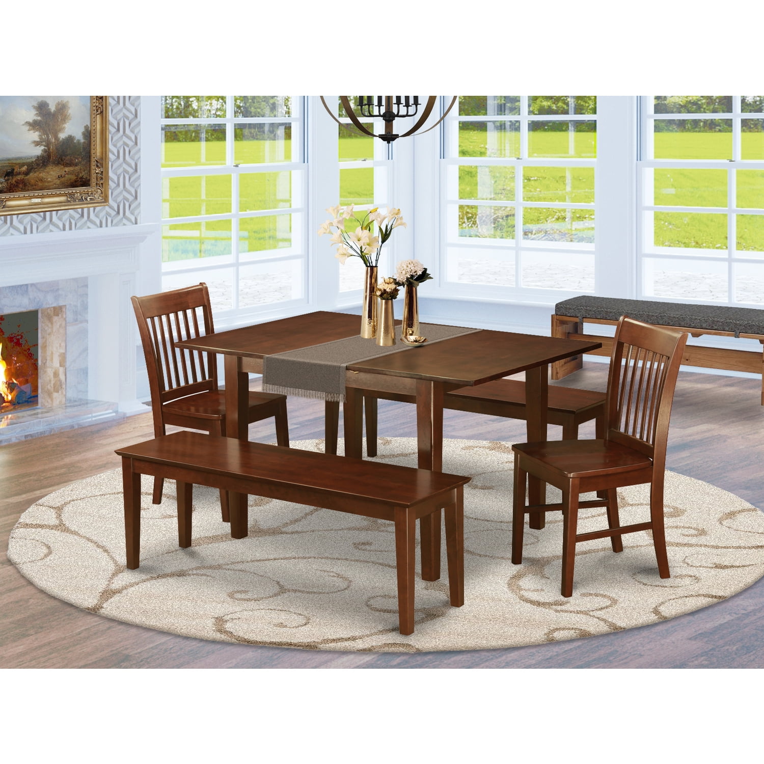 East West Furniture Picasso 5-piece Wood Table and Dining Chair Set in ...