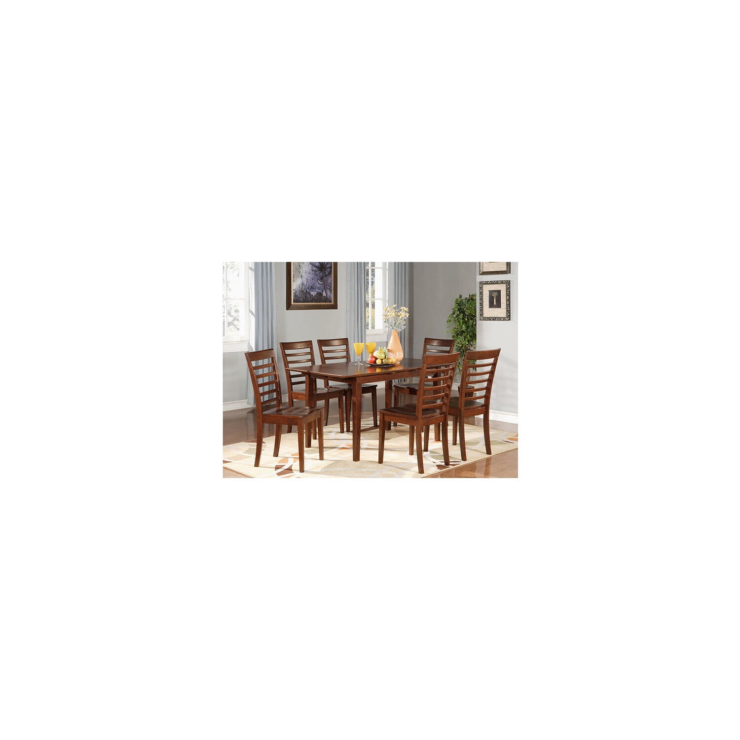 East West Furniture Picasso 7-piece Wood Dining Table and Chairs in ...