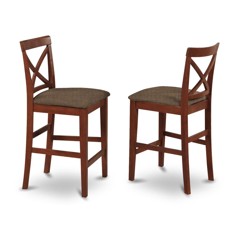East West Furniture Pub 41" Fabric X-Back Bar Stools in Brown (Set of 2 ...