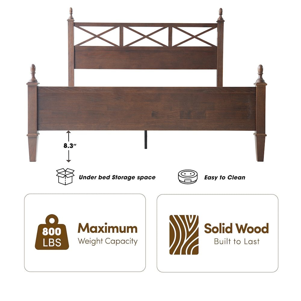East West Furniture Queen Wooden Platform Bed Frame, Dark Roast Oak ...