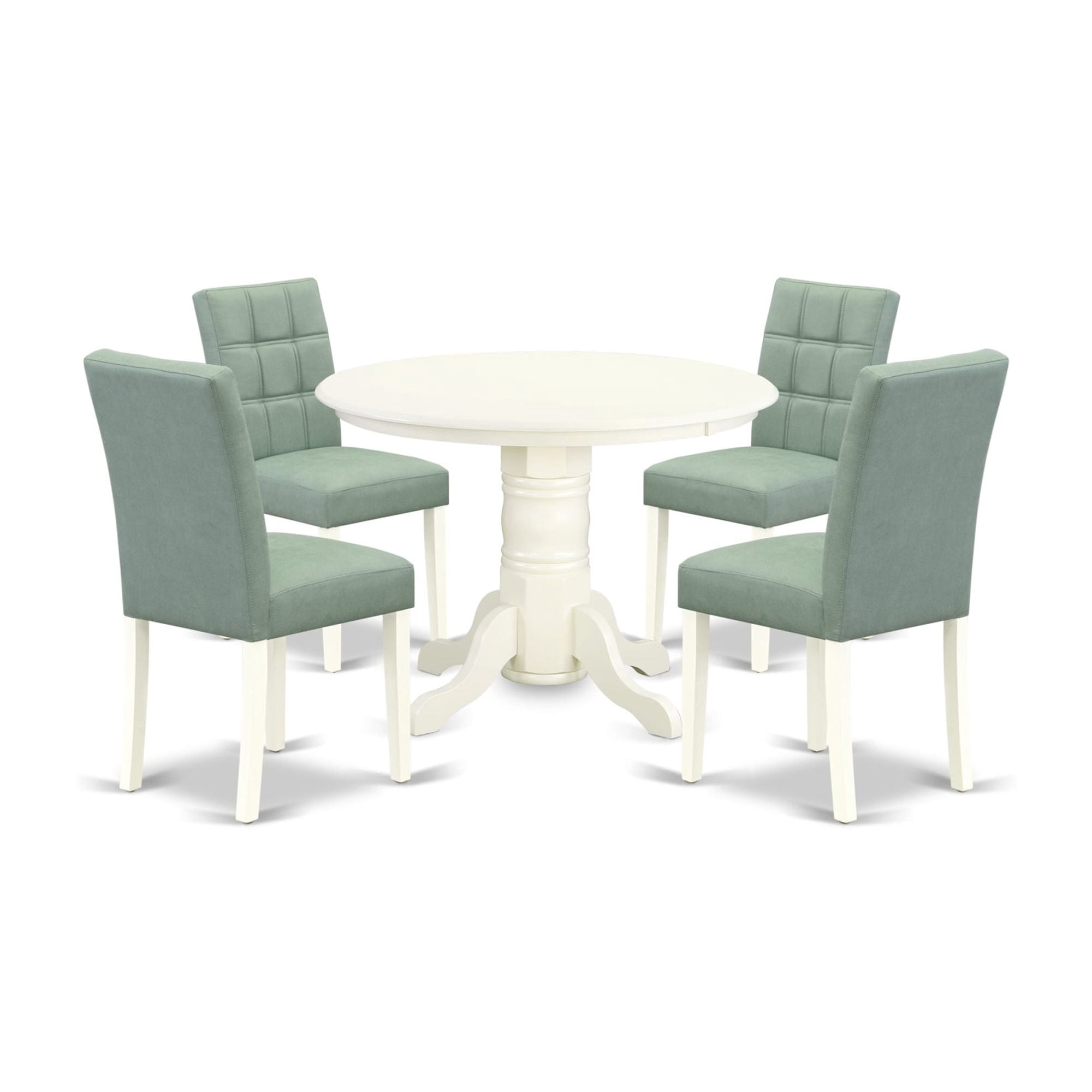 East West Furniture SHAS5-WHI-43 5 Piece Dinner Table Set contain A ...