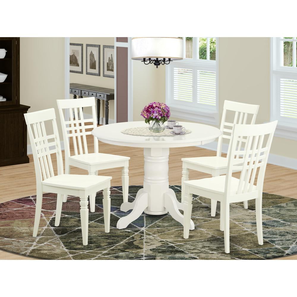 East West Furniture Shelton 5-piece Wood Dinette Table Set in Linen ...