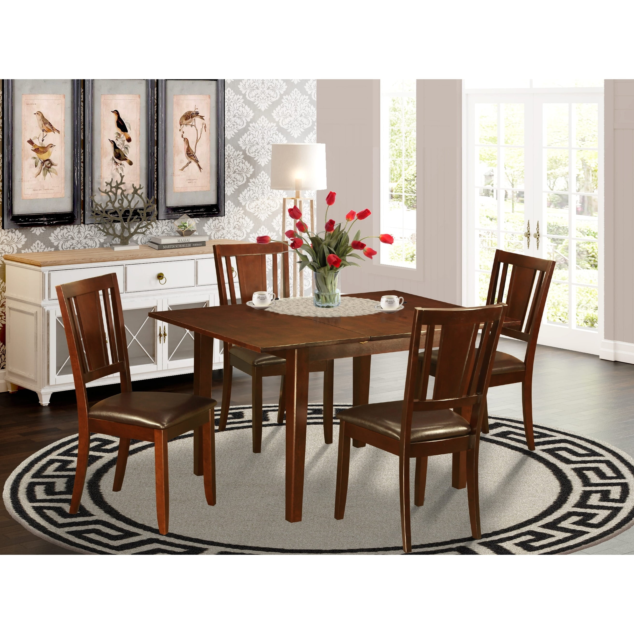East West Furniture Small Kitchen Table With Dining Table Chairs-Finish ...