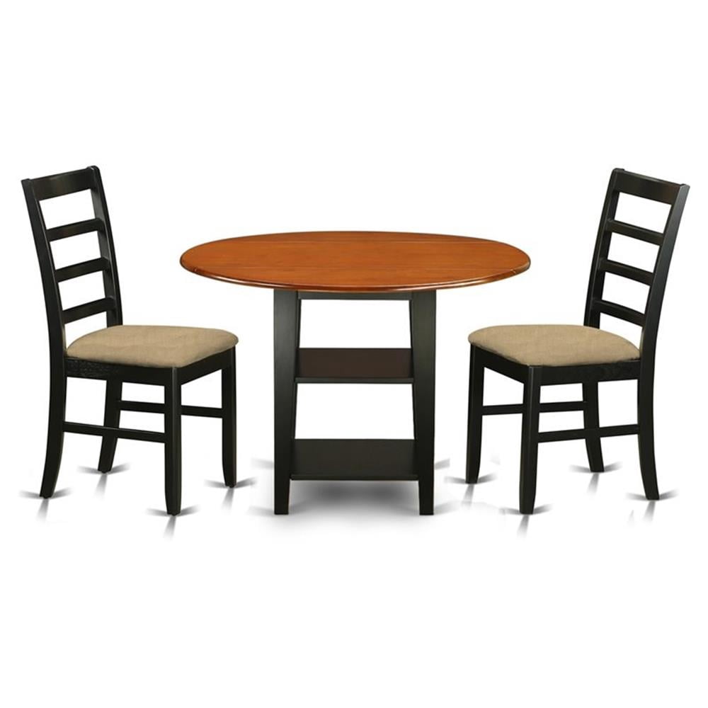 East West Furniture Sudbury 3-piece Dining Chair and Round Table Set in ...