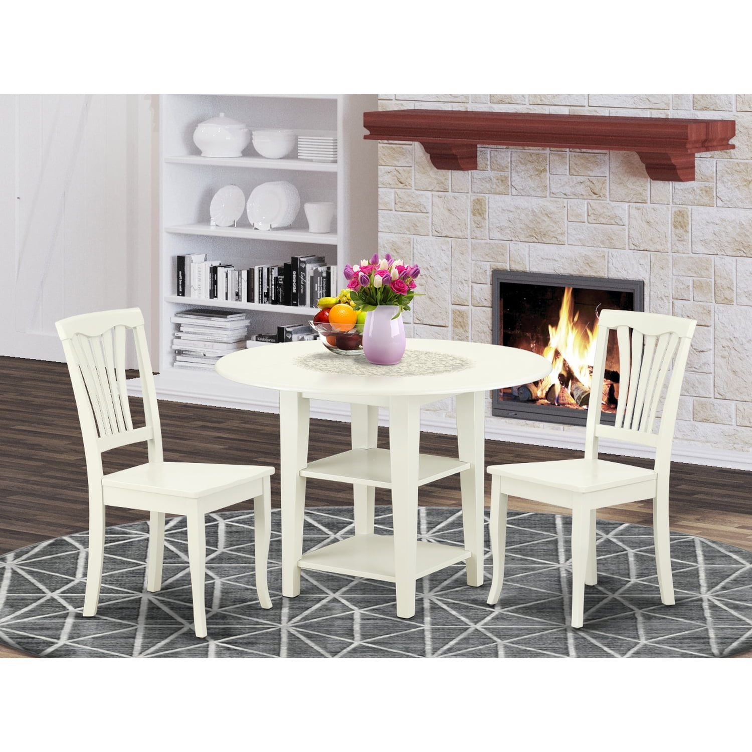 East West Furniture Sudbury 3-piece Dining Set with Slatted Chairs in ...