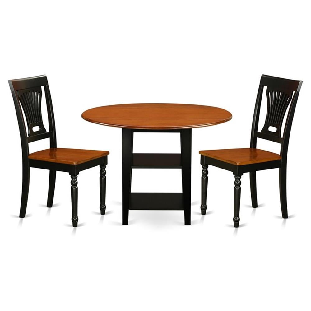 East West Furniture Sudbury 3-piece Dining Table and Slatted Chairs in ...