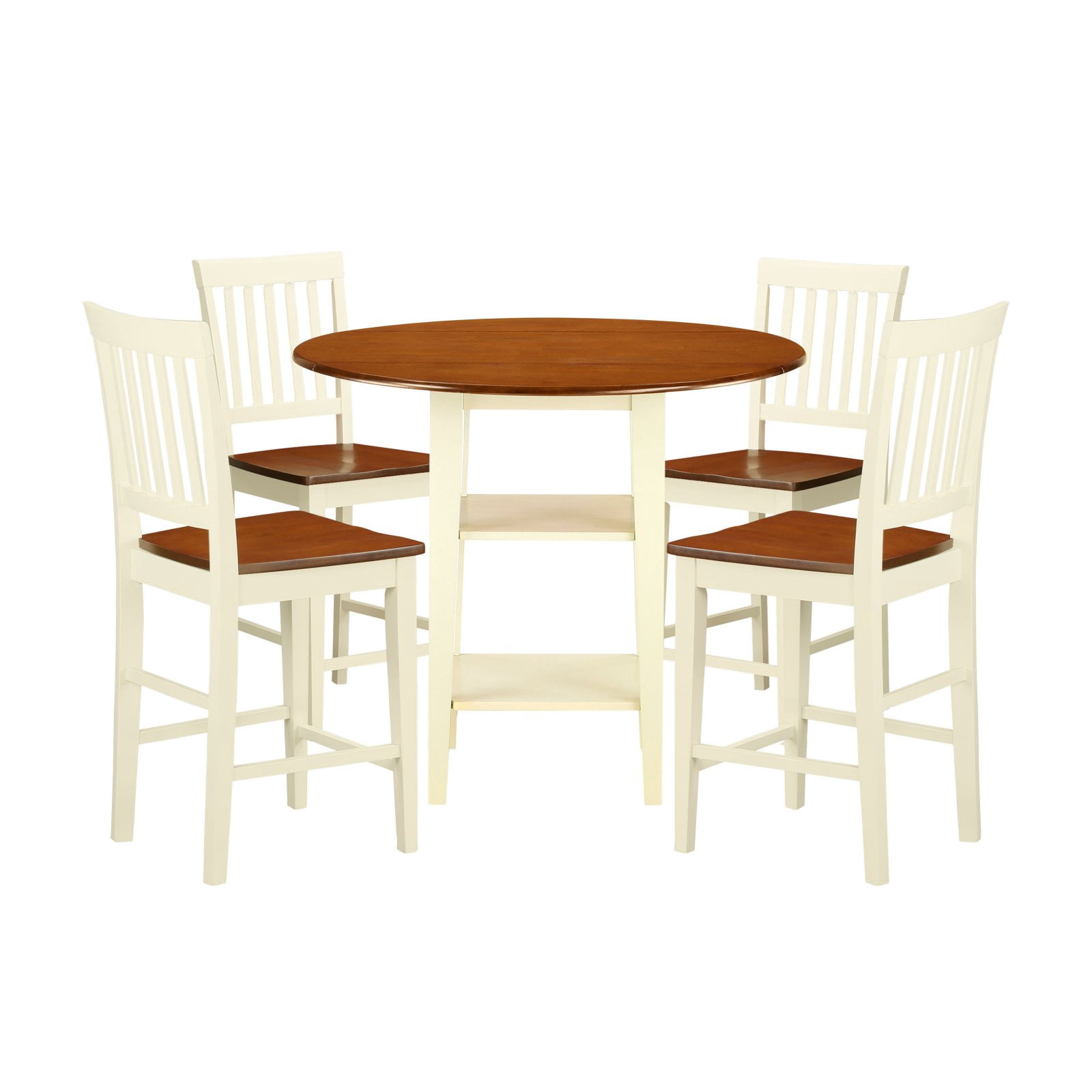 East West Furniture Sudbury 5-piece Wood Counter Height Dinette Set in ...
