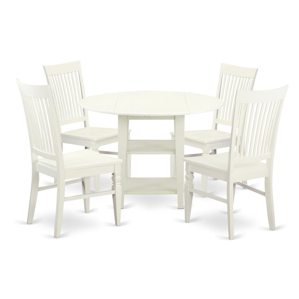 East West Furniture Sudbury 5-piece Wood Table and Dining Chairs in ...