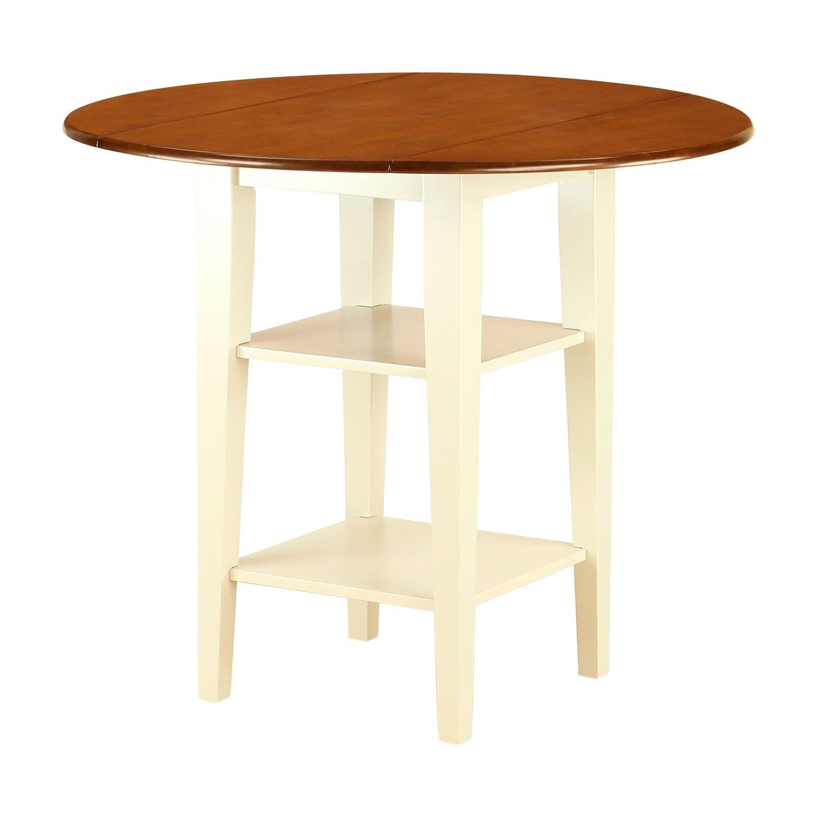 East West Furniture Sudbury Round Wood Counter Height Table in Cream ...