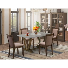 Bush Furniture West End 45W Round Trestle Dining Table with 4 High Back ...