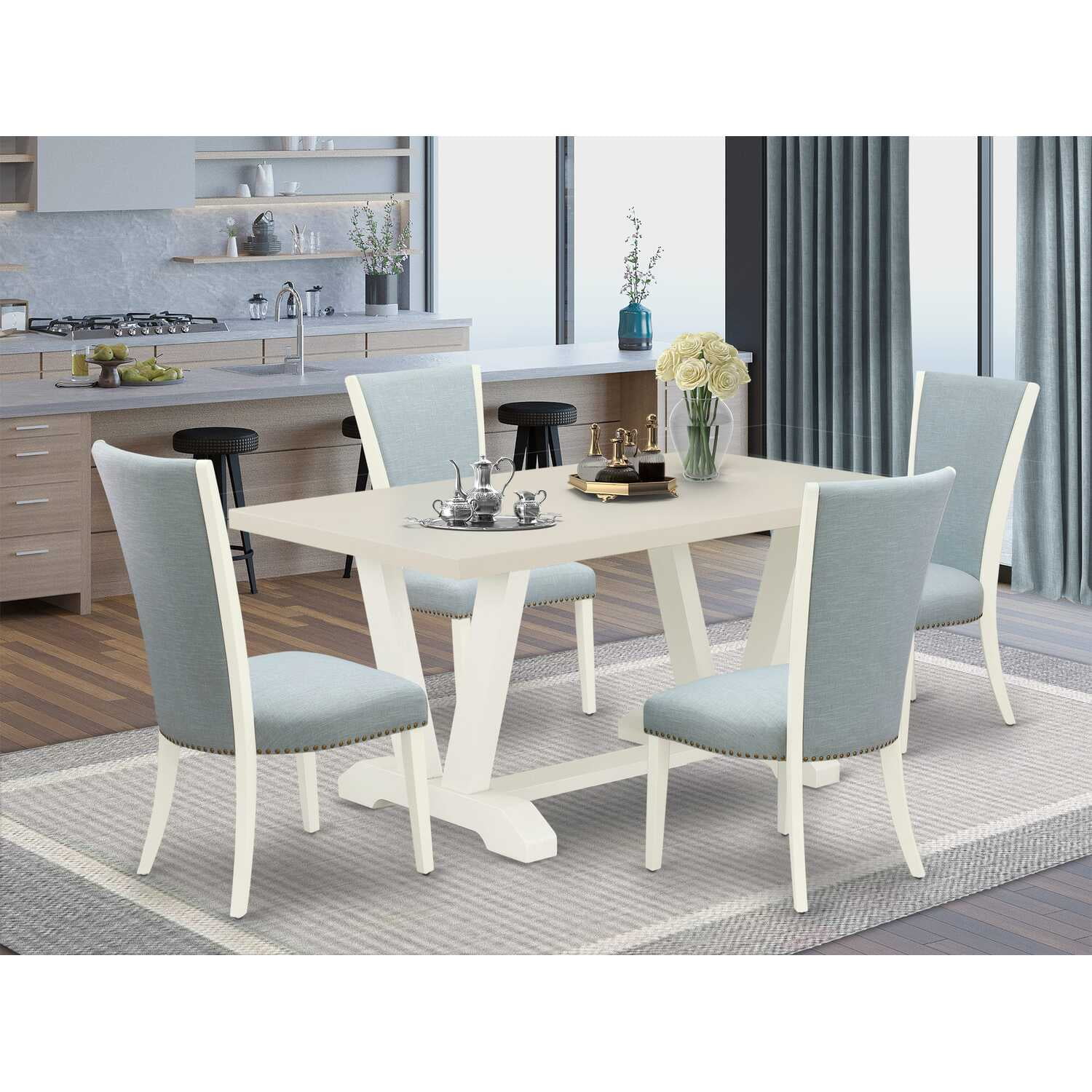 East West Furniture X096VE215-5 5 Piece Dining Room Table Set - 4 Baby ...
