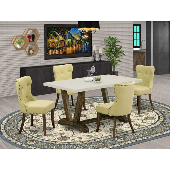 East West Furniture V726SI737-5 5-Pc Kitchen Dining Room Set- 4 Parson ...