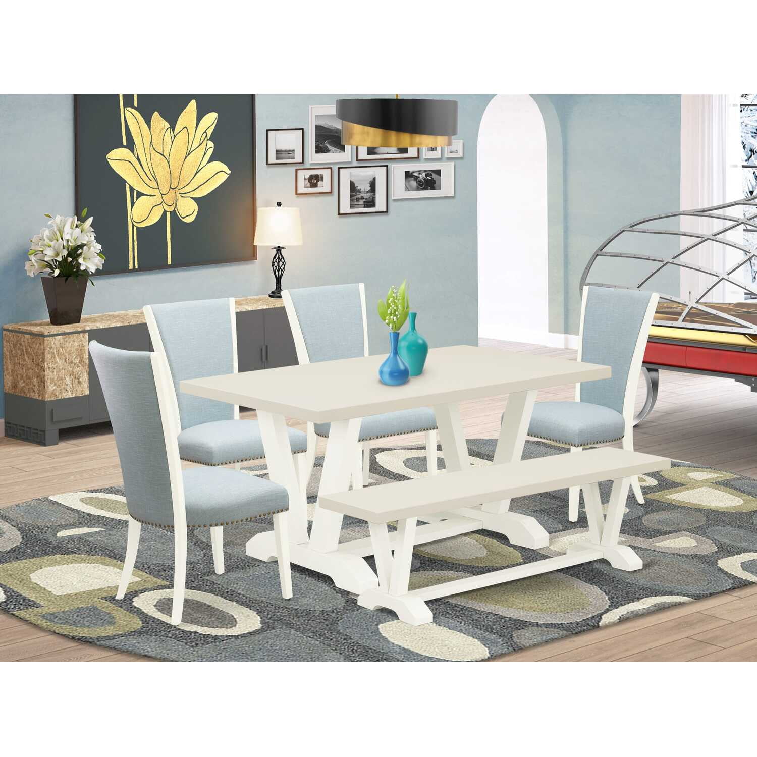 East West Furniture V026VE215-6 6 Piece Dining Room Table Set - 4 Baby ...