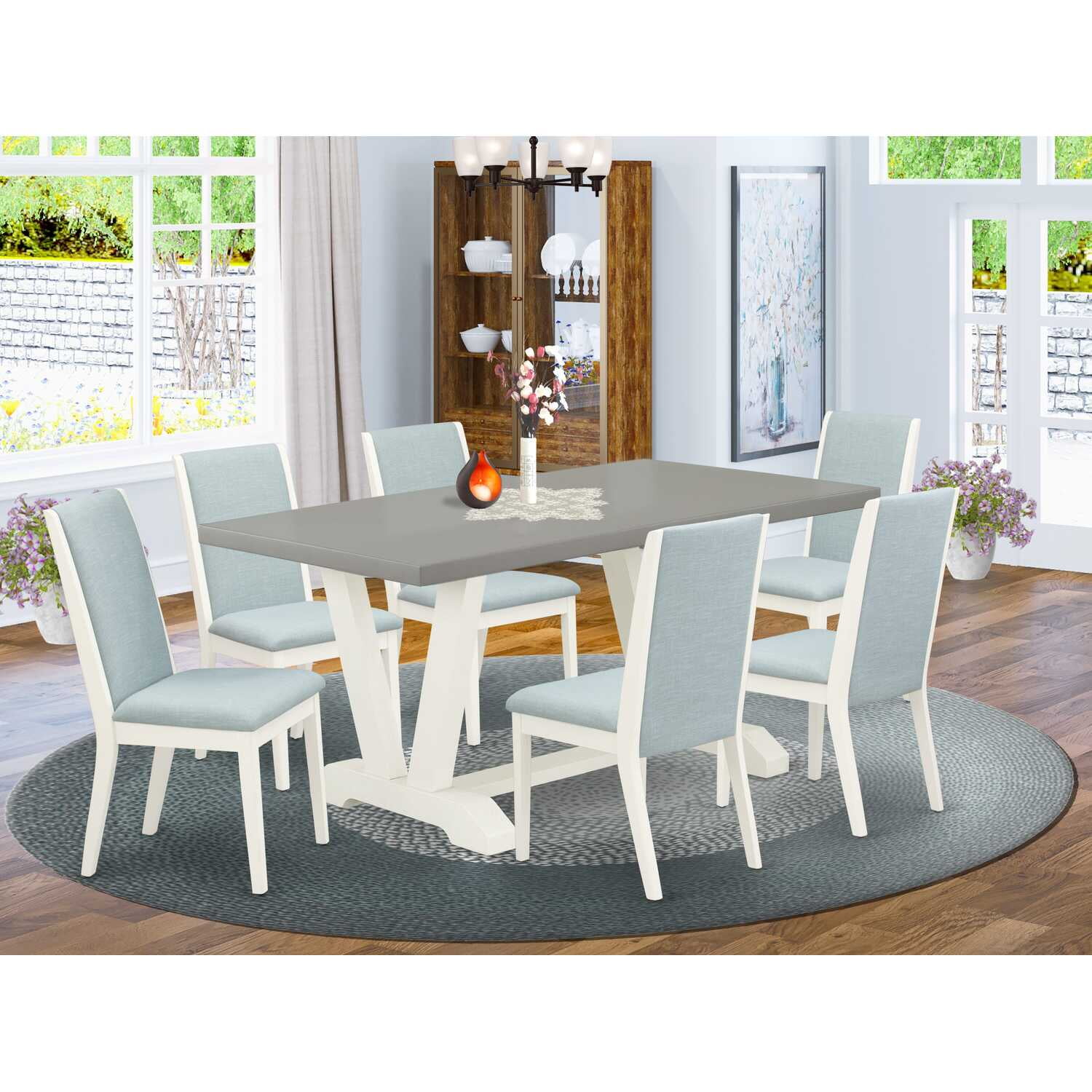 East West Furniture V776SI737-5 5-Piece Dining Table Set- 4 Dining ...