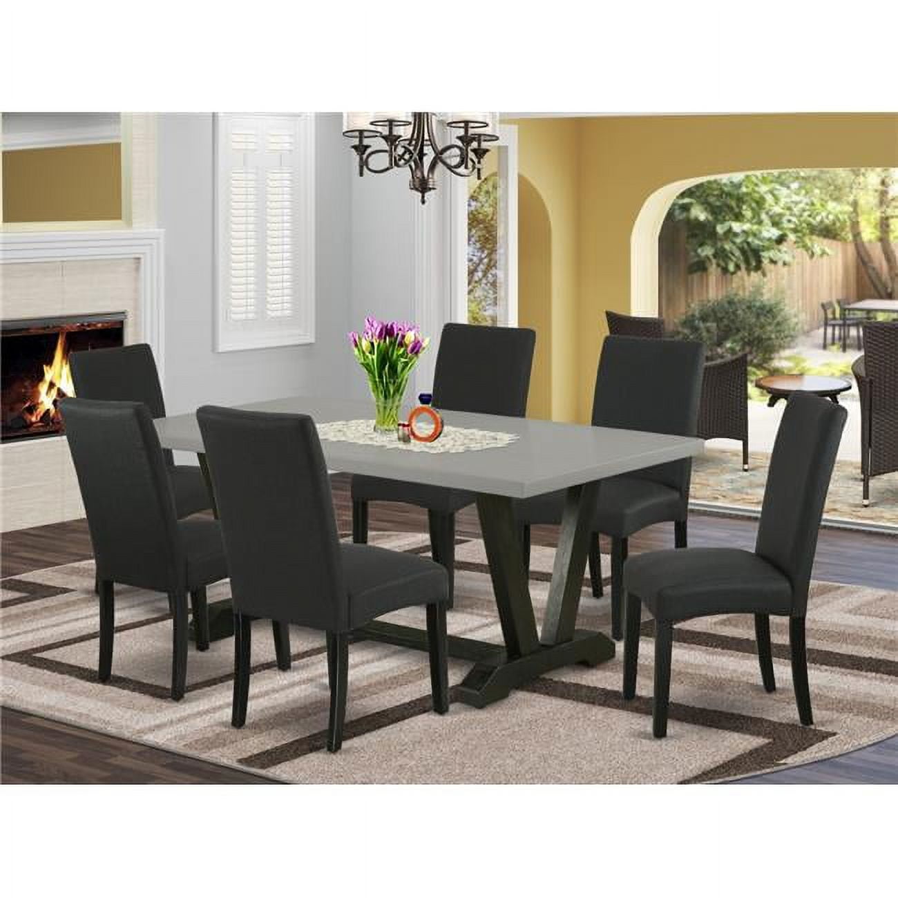 East West Furniture V697DR124-7 - 7-Piece Dining Table Set - 6 Parson ...