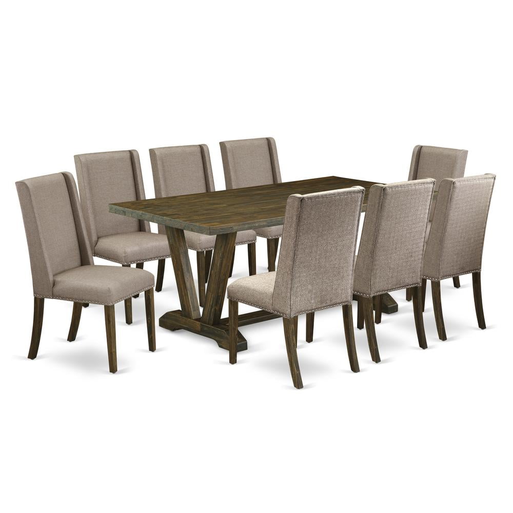 East West Furniture V777FL716-9 - 9-Piece Modern Dining Table Set - 8 ...