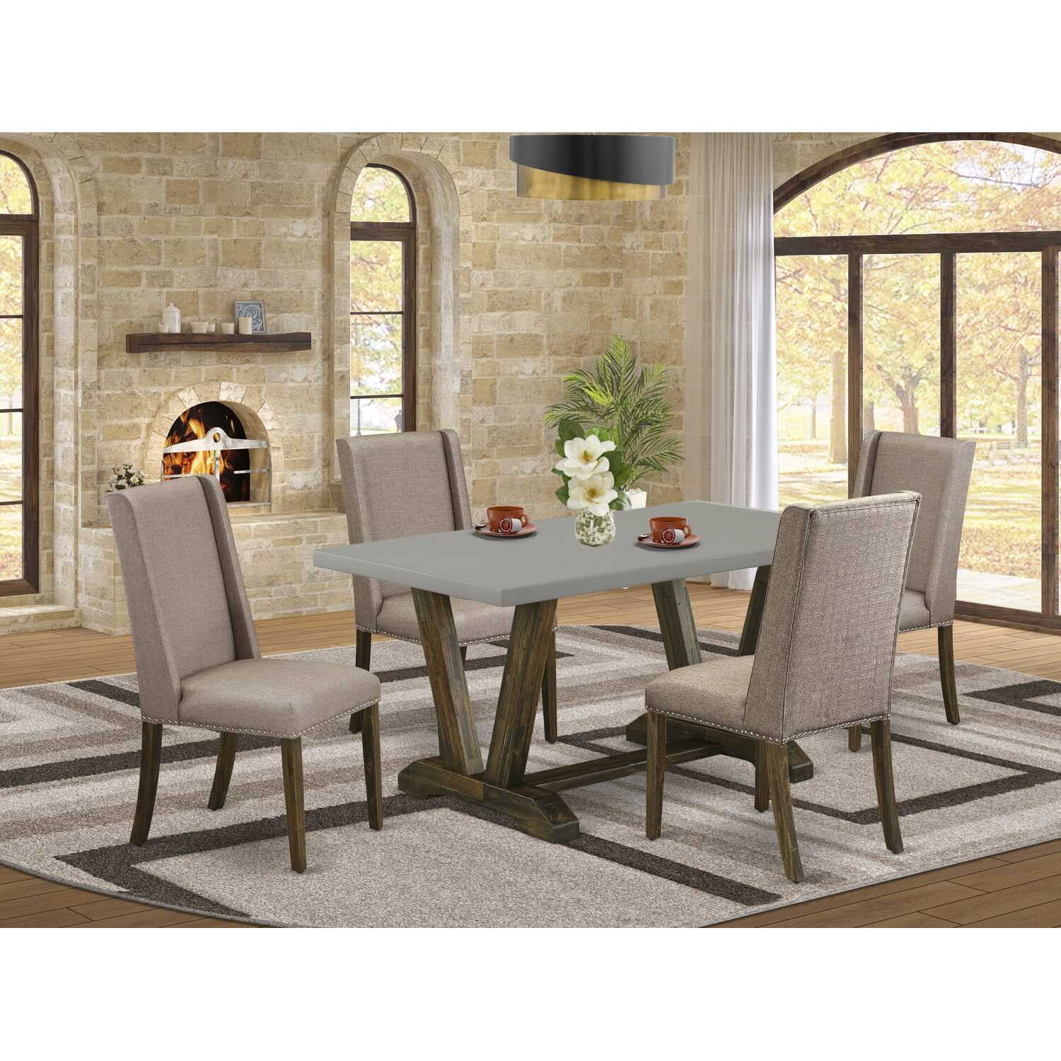 East West Furniture V796FL716-5 5 Piece Dinette Set Includes a ...