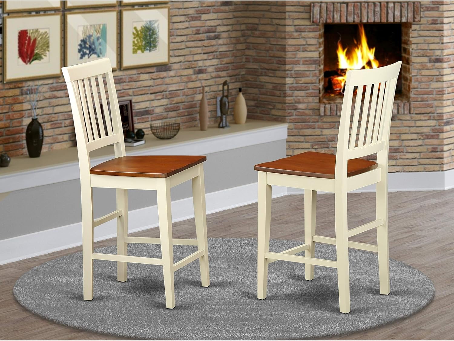 East West Furniture VNS-WHI-W Vernon Counter Height Bar Stool - Pub ...