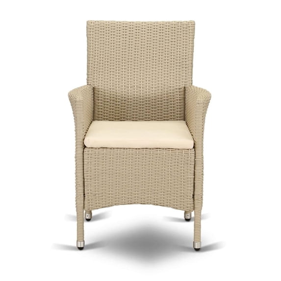 East West Furniture Valencia Metal Patio Dining Chairs in Cream (Set of ...