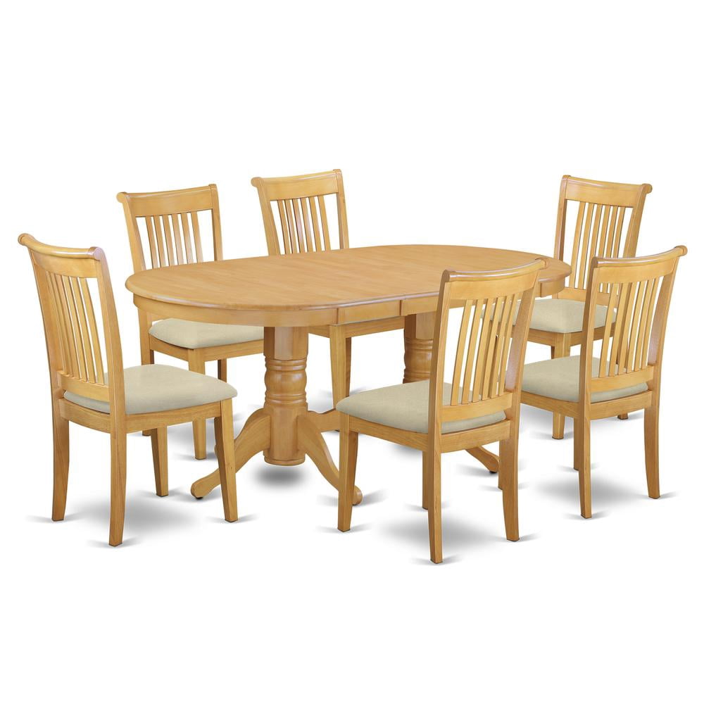 East West Furniture Dining Room Set Oak, VAPO7-OAK-C - Walmart.com