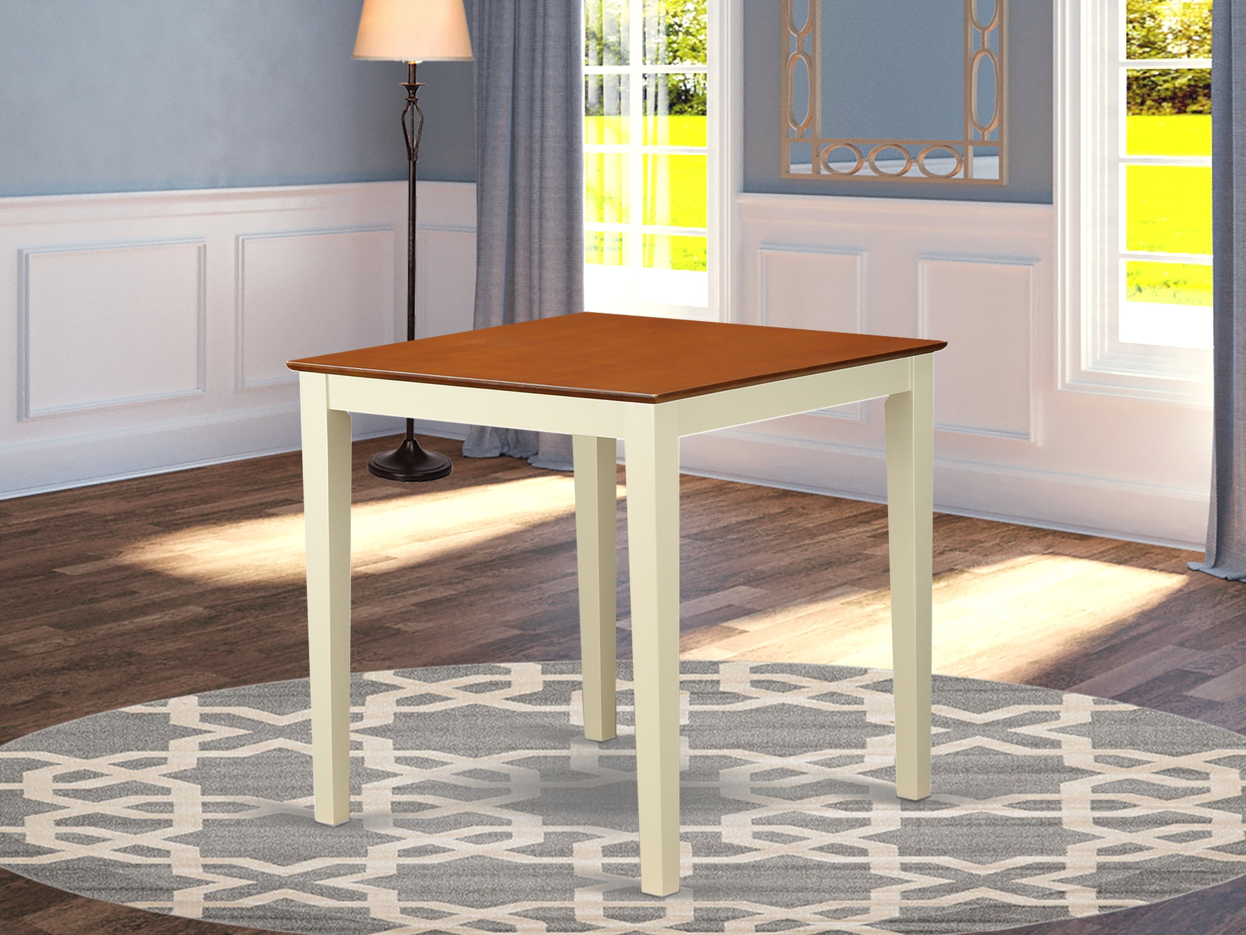 East West Furniture Vernon 36" Square Wood Dining Table in Cream/Cherry ...
