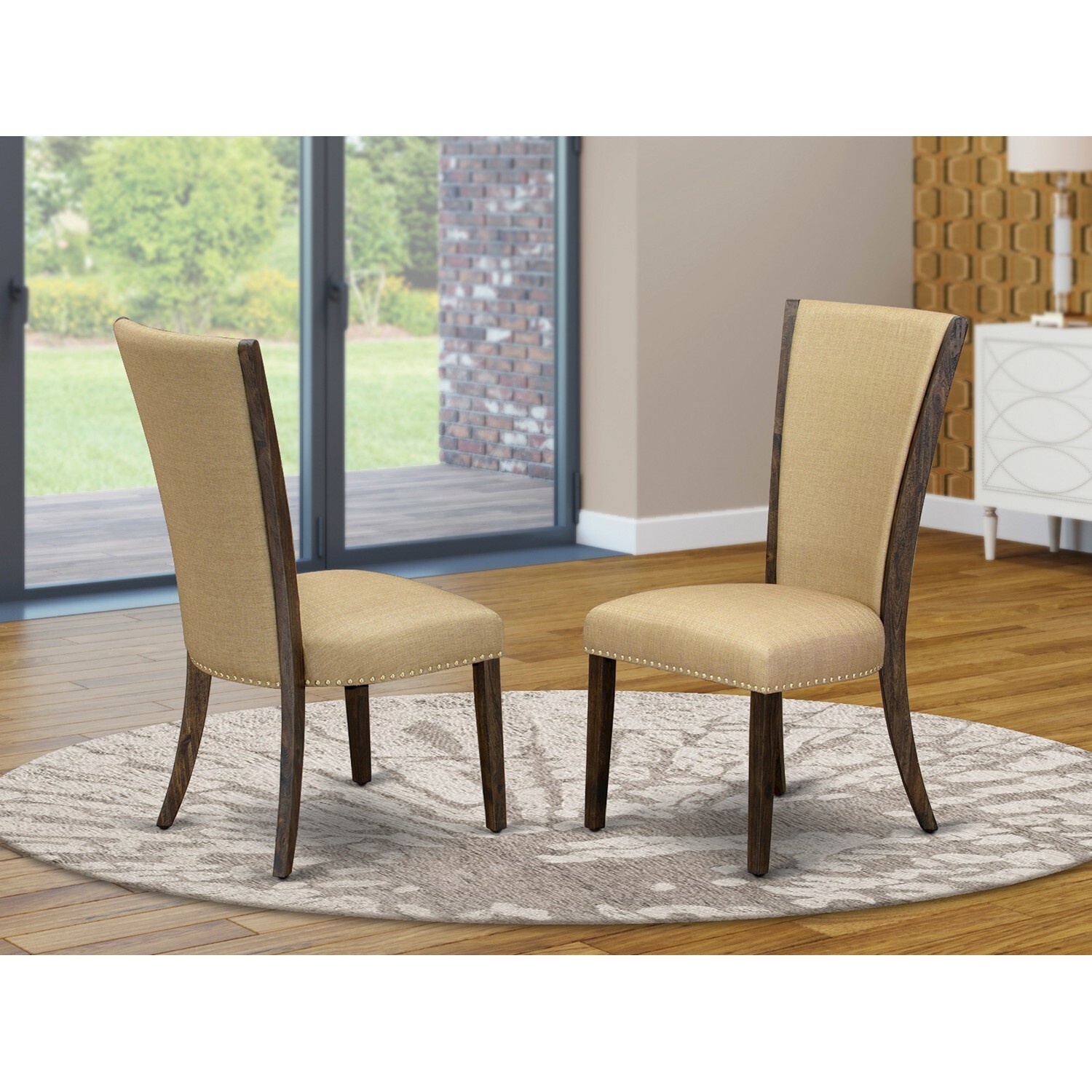 East West Furniture Verona 39" Fabric Dining Chairs in Jacobean/Brown ...