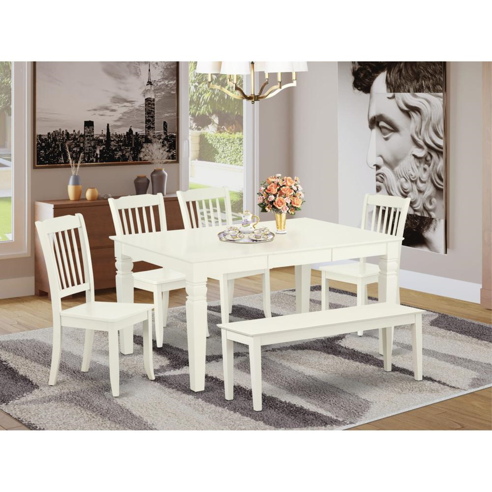 East West Furniture WEAV6-LWH-W 6-Pieces Kitchen Table Set - 1 Modern ...