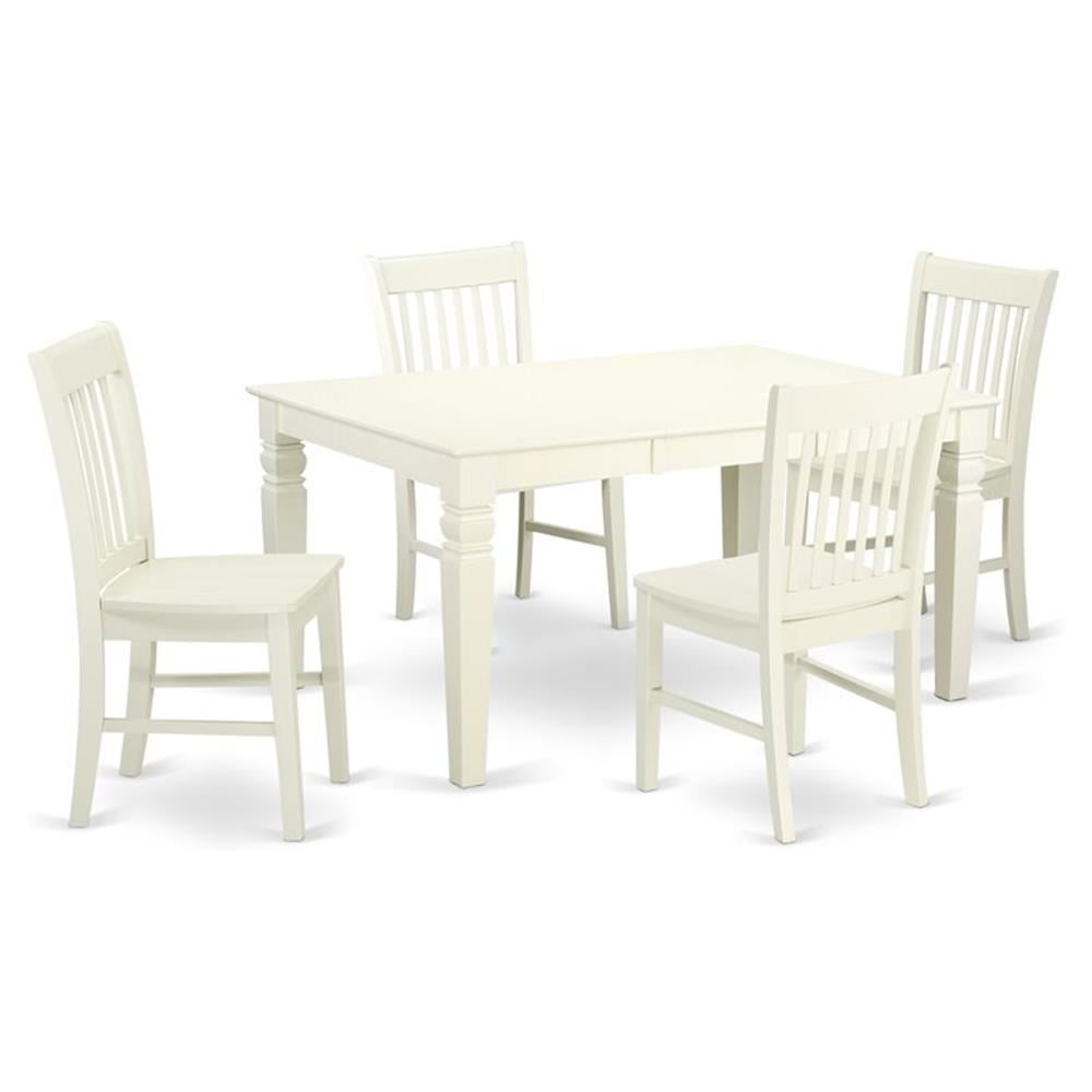 WENO5-WHI-W 5 Piece Dinette Set With One Weston Dining Room Table And 4 ...