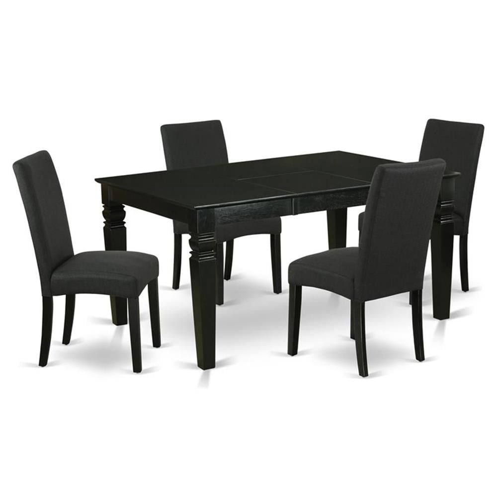 East West Furniture Weston 5-piece Wood Kitchen Set in Black - Walmart.com