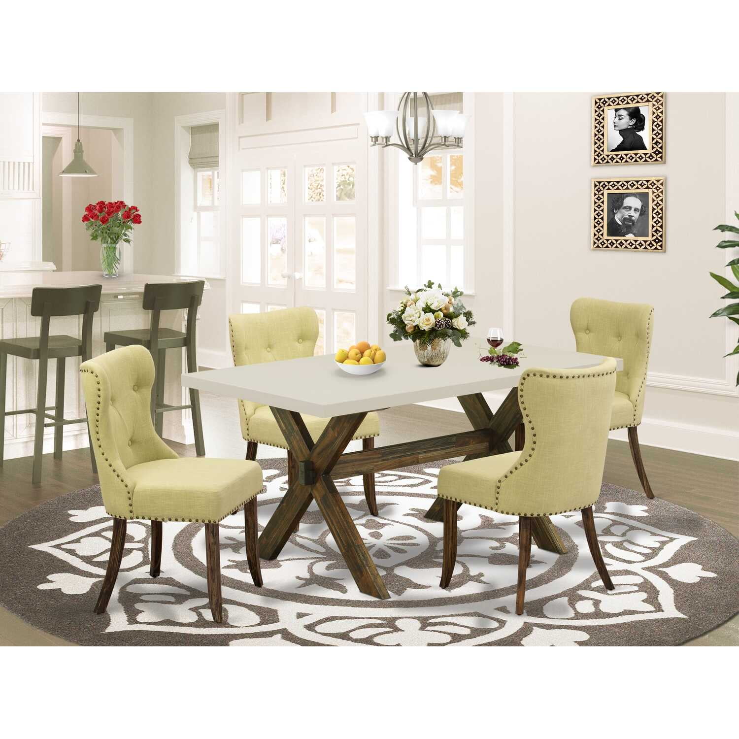 East West Furniture X726SI737-5 5-Piece Dinette Set- 4 Dining Room ...