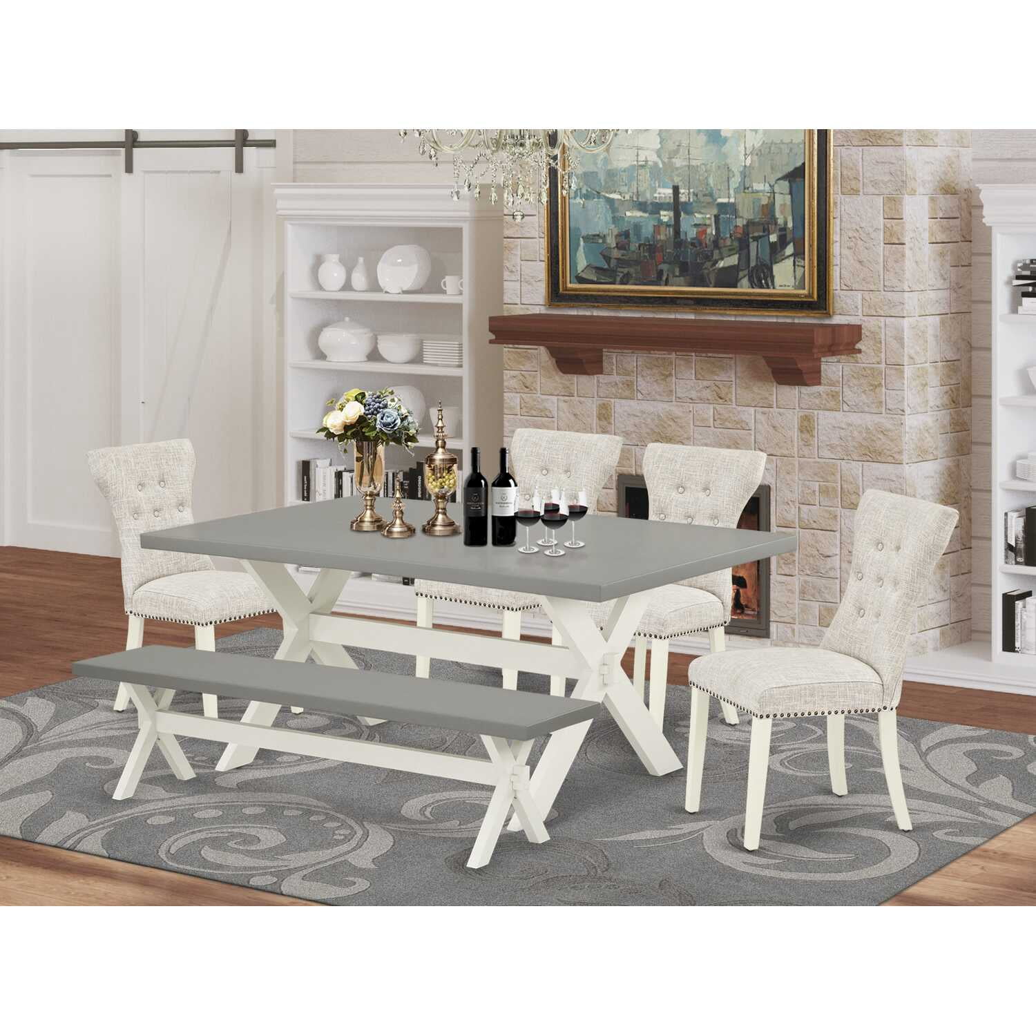 East West Furniture 6-Pc Dinette Set- 4 Kitchen Parson Chairs with ...