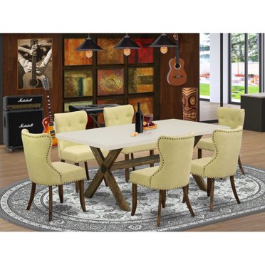 East West Furniture 5-Piece Modern an Excellent Cement Color Dining ...