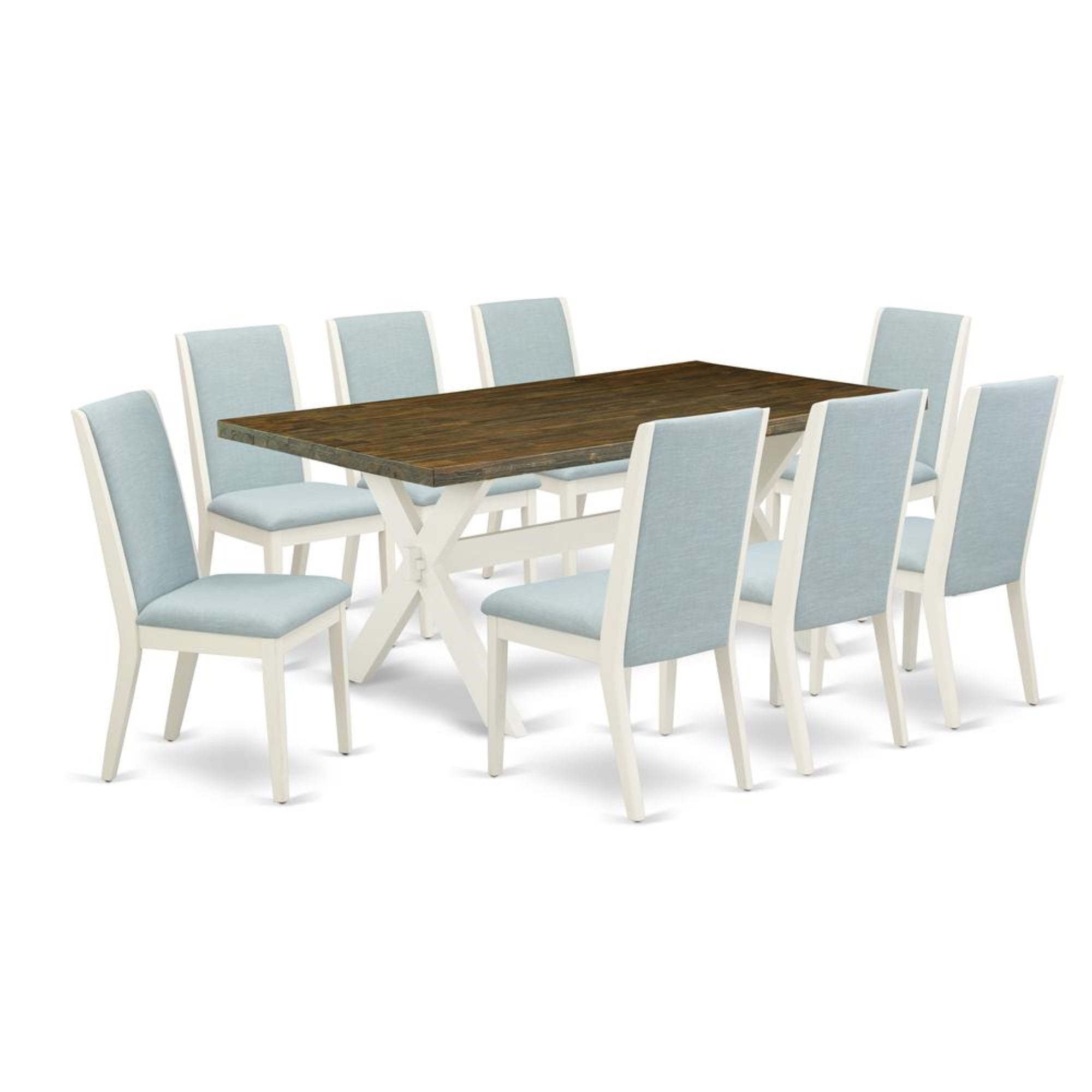 East West Furniture X-Style 9-piece Wood Kitchen Set in Jacobean Brown ...